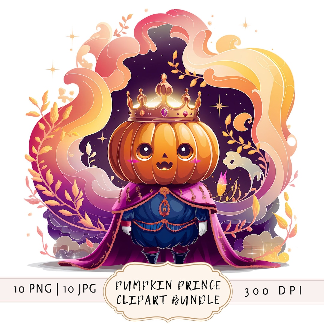 Royal Pumpkin Prince Clipart Bundle | 10 PNG and 10 JPG | Perfect for ...