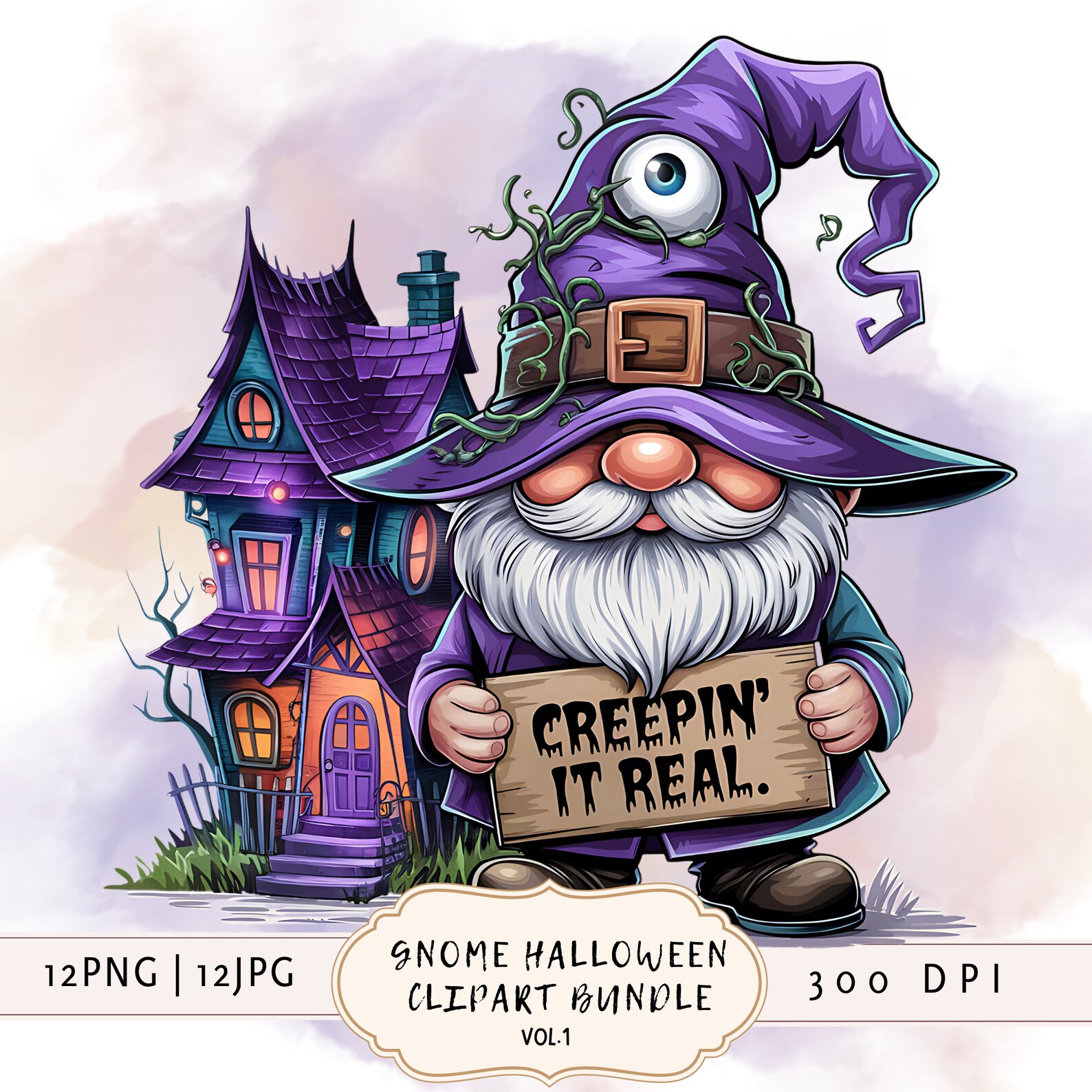 Gnome Halloween Clipart Bundle Vol. 1 – 12 Spooky Gnome Designs for ...