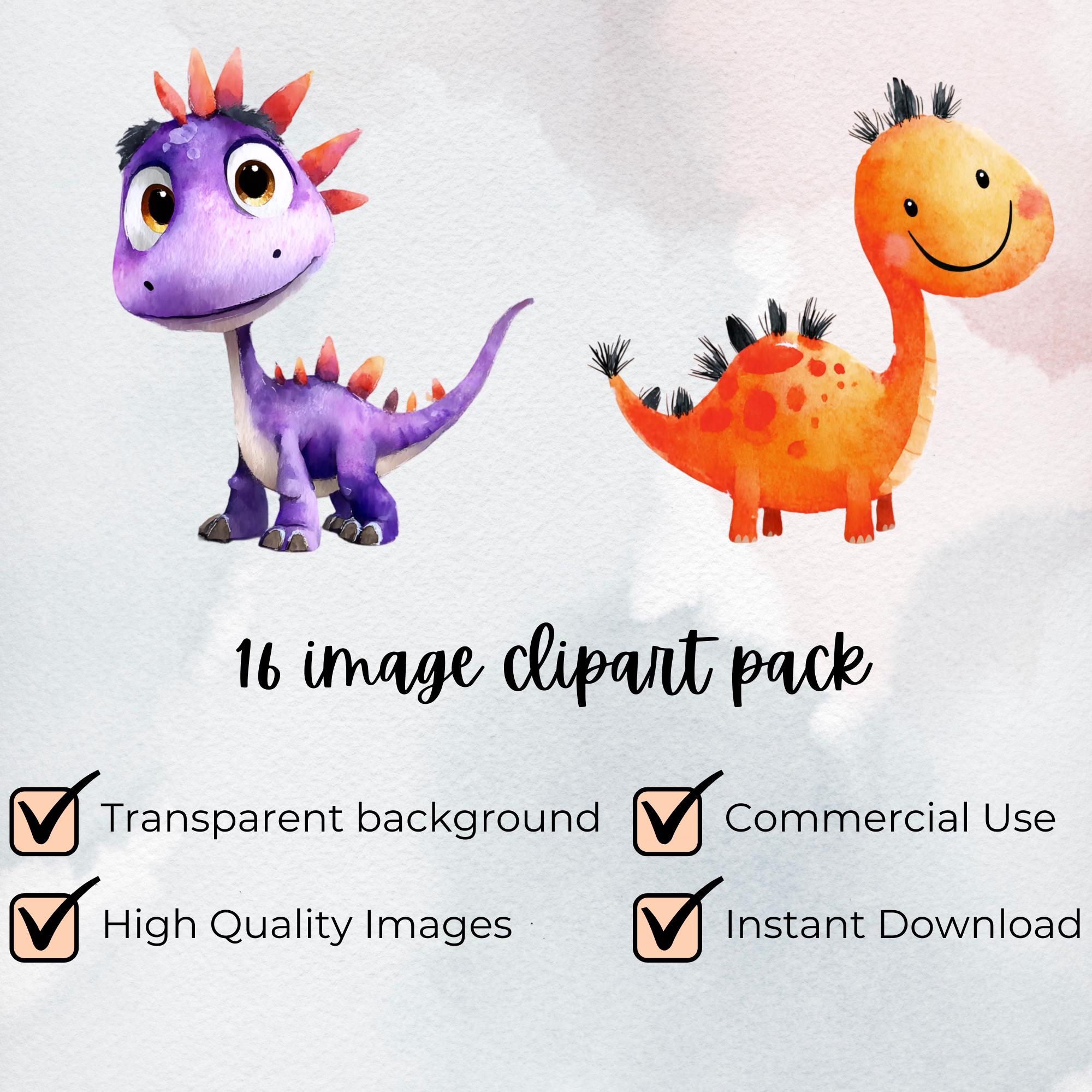 Baby Dinosaur Clipart | Cute Dino PNG | Watercolor Cartoon Dinosaurs ...