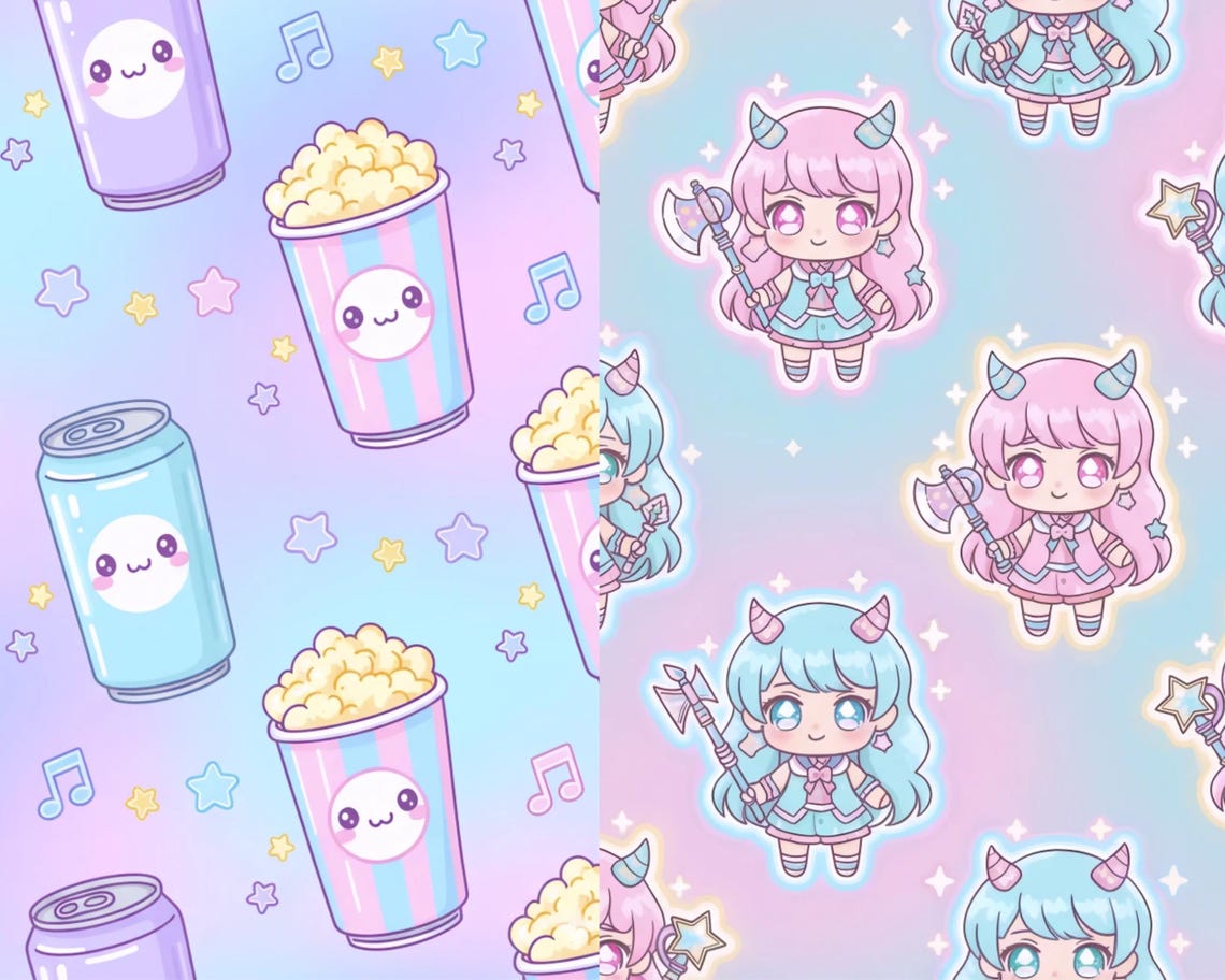 Kpop Demon Hunter Digital Pattern, Kawaii Seamless Pattern, Anime ...