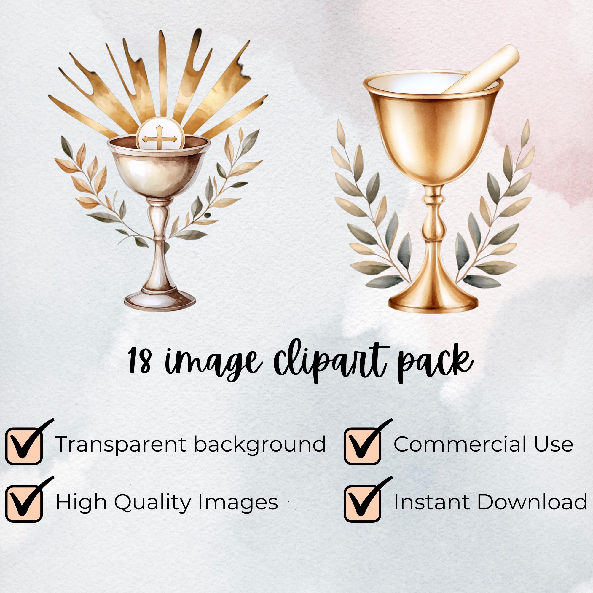 Chalice and Eucharist Clipart | First Communion PNG | Catholic Mass ...