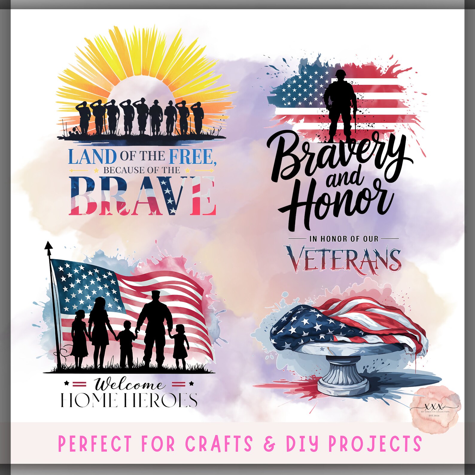 Veterans Day Vol. 1 Clipart Bundle – 12 Patriotic Designs for Crafts ...