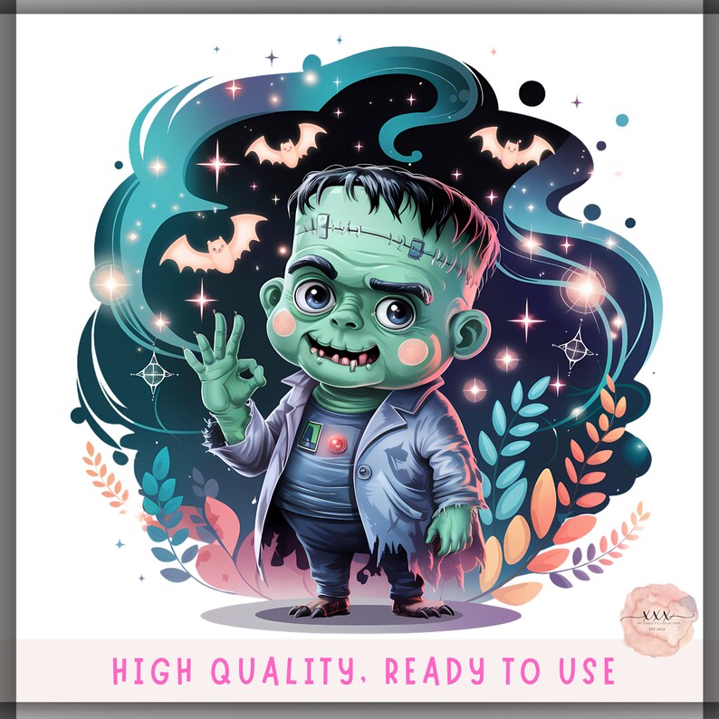 Charming Frankenstein Clipart Bundle – Adorable Halloween Monster ...