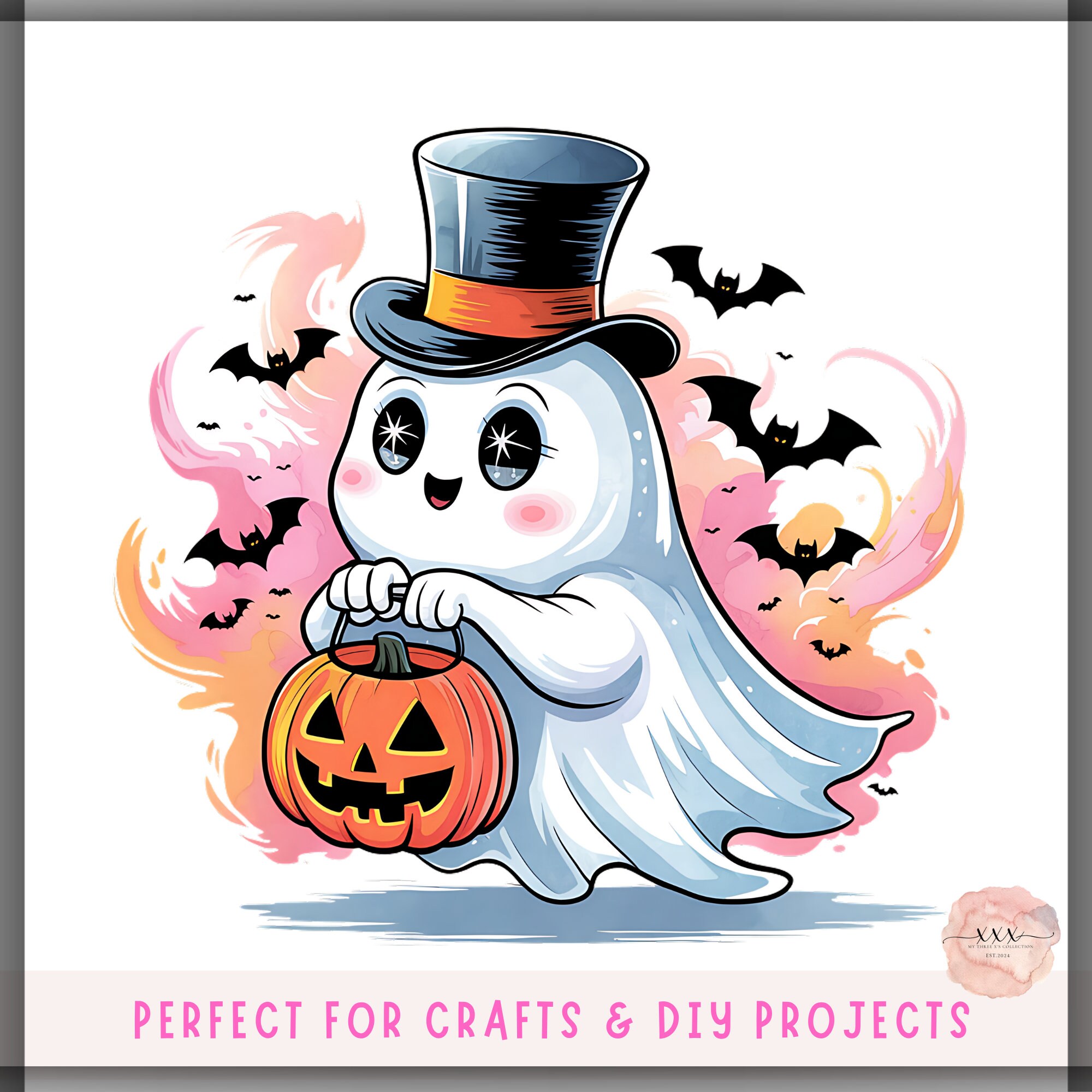 Adorable Halloween Ghost Clipart Set | Cute Kawaii Ghost With Pumpkins ...
