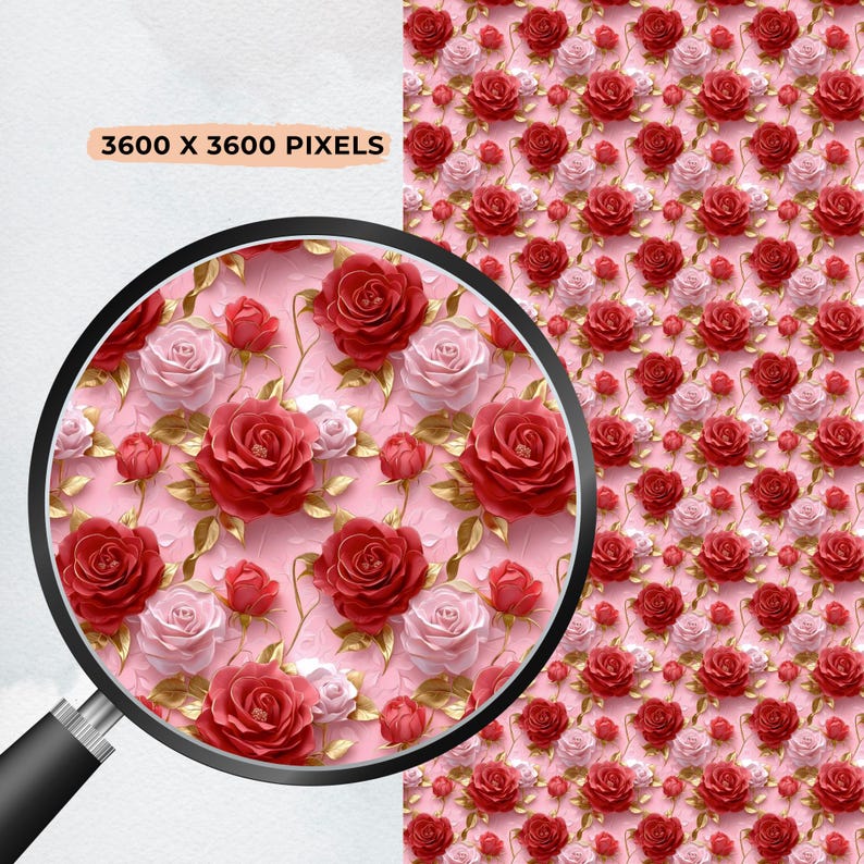 Red Roses Floral | Romantic Seamless Pattern | Deep Rose Digital Paper ...