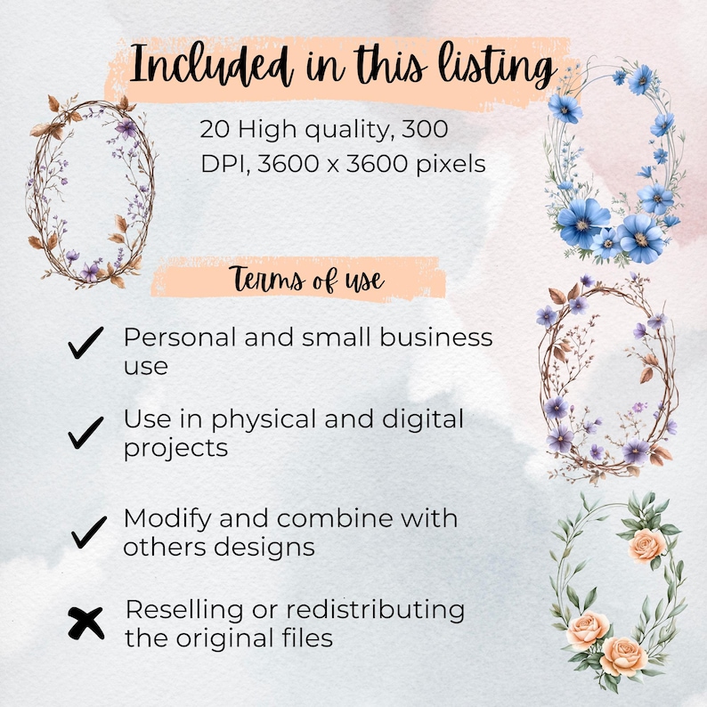 Wildflower Floral Oval Frame Clipart | Watercolor Flower Borders PNG ...