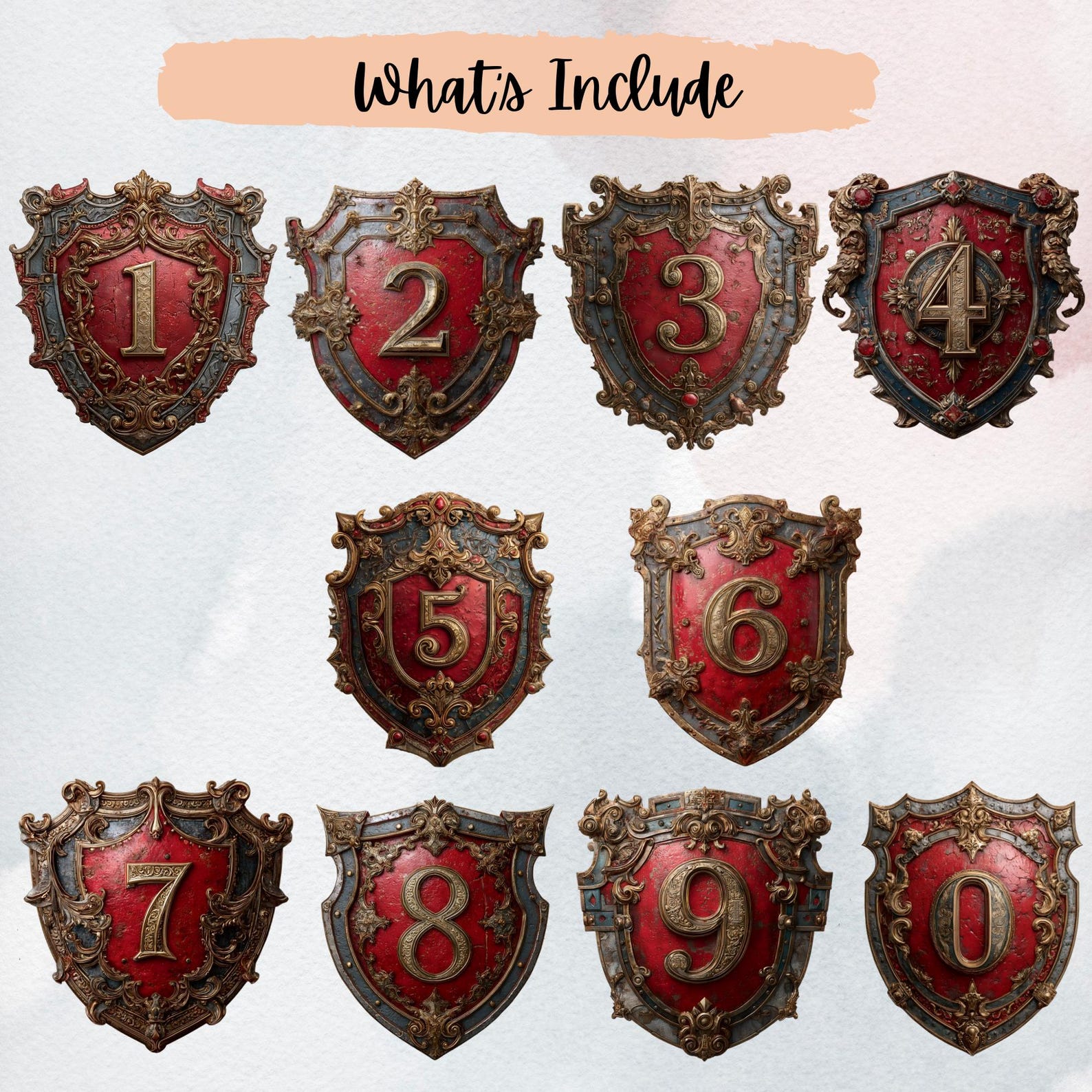 Medieval Shield Alphabet Clipart | Red Fantasy Crest Letters A-Z ...