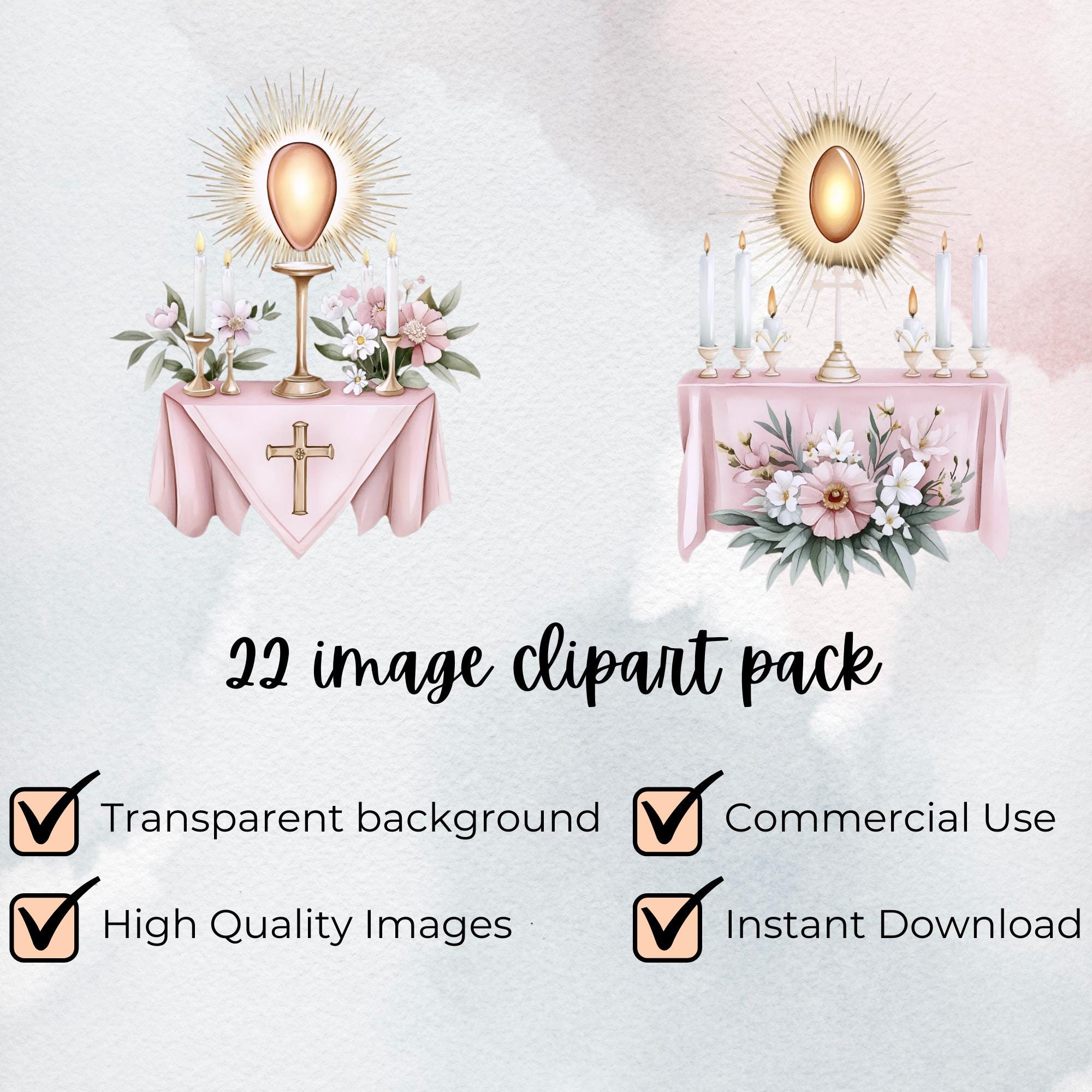 First Communion Clipart Set | Pastel Watercolor Catholic Graphics ...