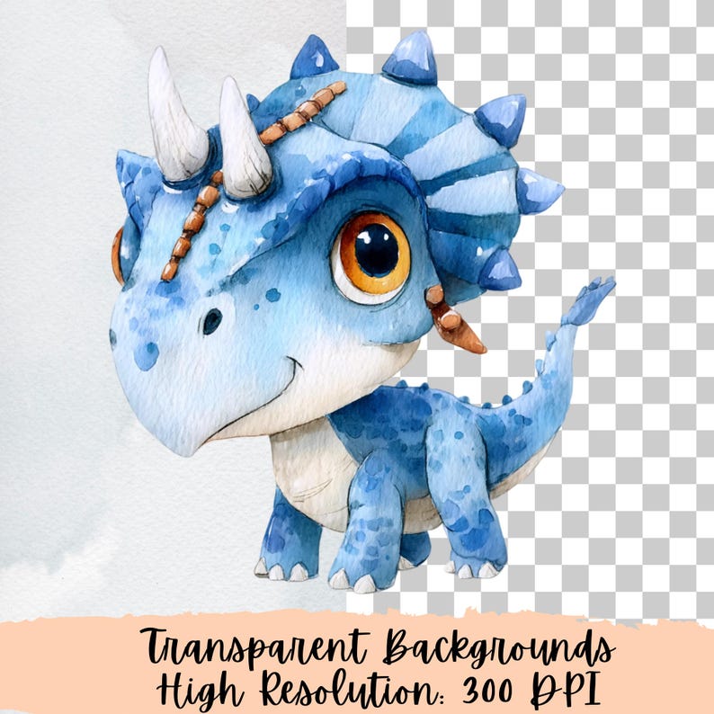 Baby Dinosaur Clipart | Cute Dino PNG | Watercolor Cartoon Dinosaurs ...