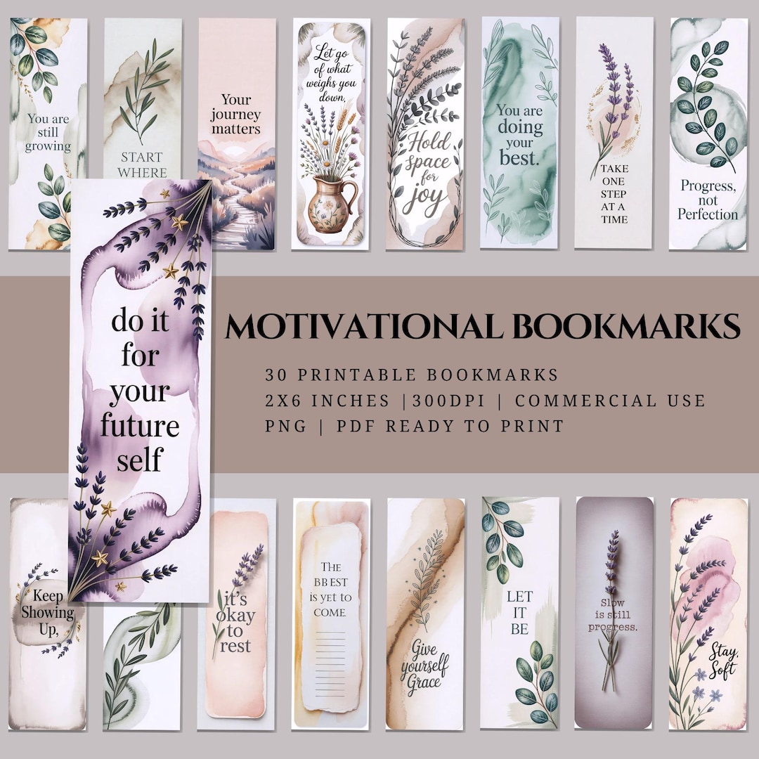 Motivational Bookmarks Printable, 30 Inspirational Quotes Bookmarks ...