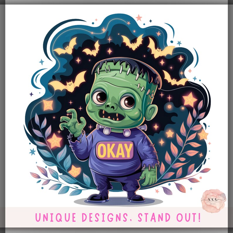 Charming Frankenstein Clipart Bundle Adorable Halloween Monster Designs ...