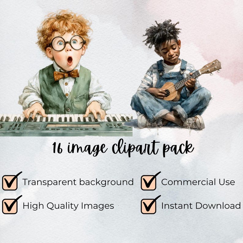 Musician Kids Clipart | Diverse Children Playing Instruments PNG ...