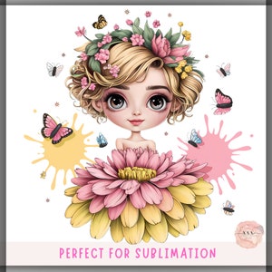 Vibrant Floral Woodland Girl Clipart Bundle | 10 PNG and 10 JPG ...