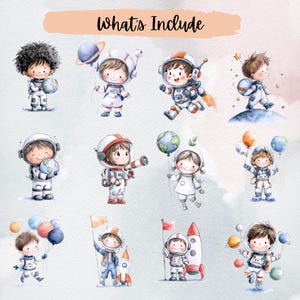 Little Astronauts Clipart Set | Space PNG Graphics for Kids | Cute ...