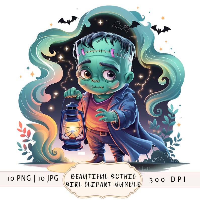 Charming Frankenstein Clipart Bundle – Adorable Halloween Monster ...