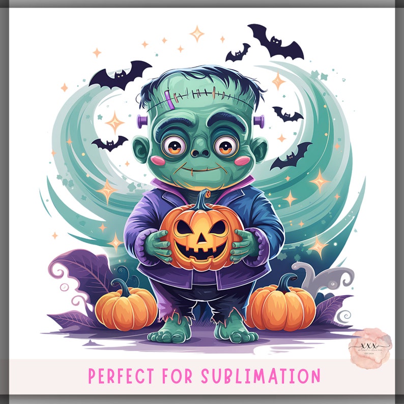 Charming Frankenstein Clipart Bundle Adorable Halloween Monster Designs ...