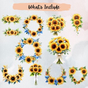 Sunflower Wedding Clipart | Yellow Floral Bouquets & Frames ...