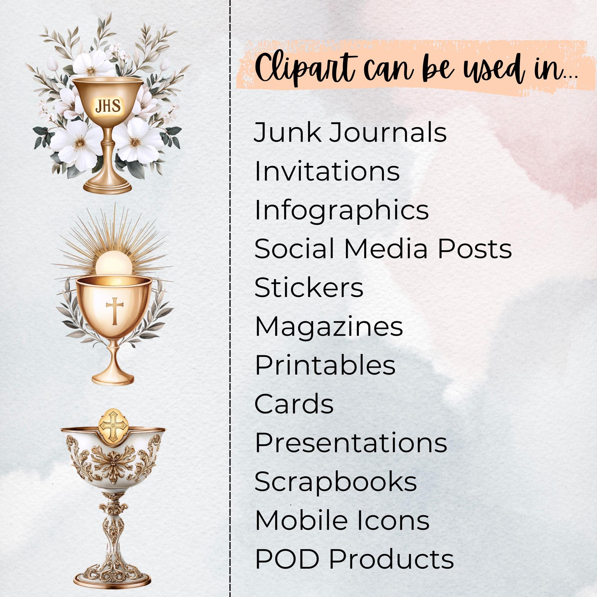 Chalice and Eucharist Clipart | First Communion PNG | Catholic Mass ...