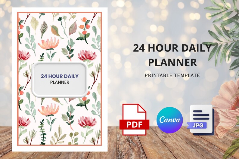 24-hour Daily Planner: Printable Template for Productivity. Instant ...