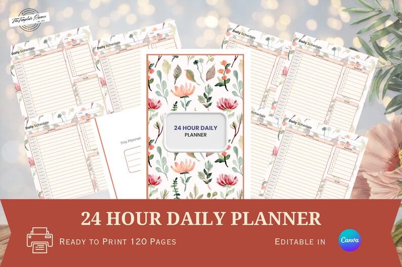 24-hour Daily Planner: Printable Template for Productivity. Instant ...