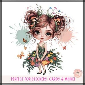 Vibrant Floral Woodland Girl Clipart Bundle | 10 PNG and 10 JPG ...