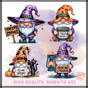 Gnome Halloween Clipart Bundle Vol. 1 – 12 Spooky Gnome Designs for ...