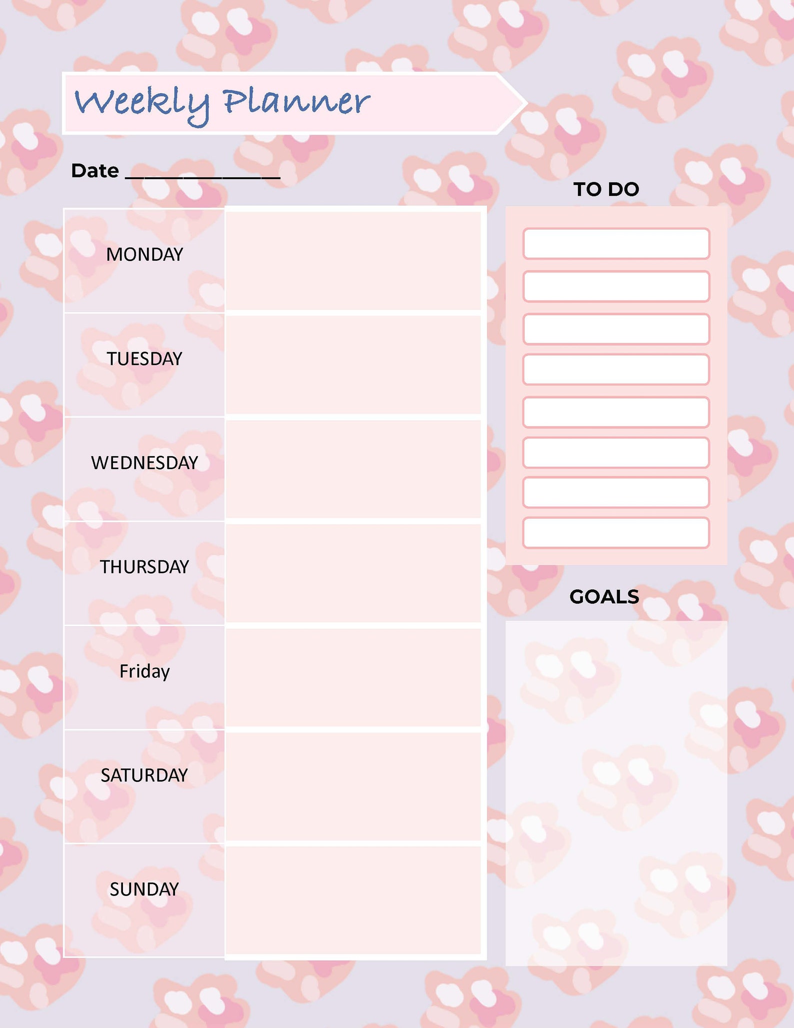 Printable Weekly Planner Pages - Etsy