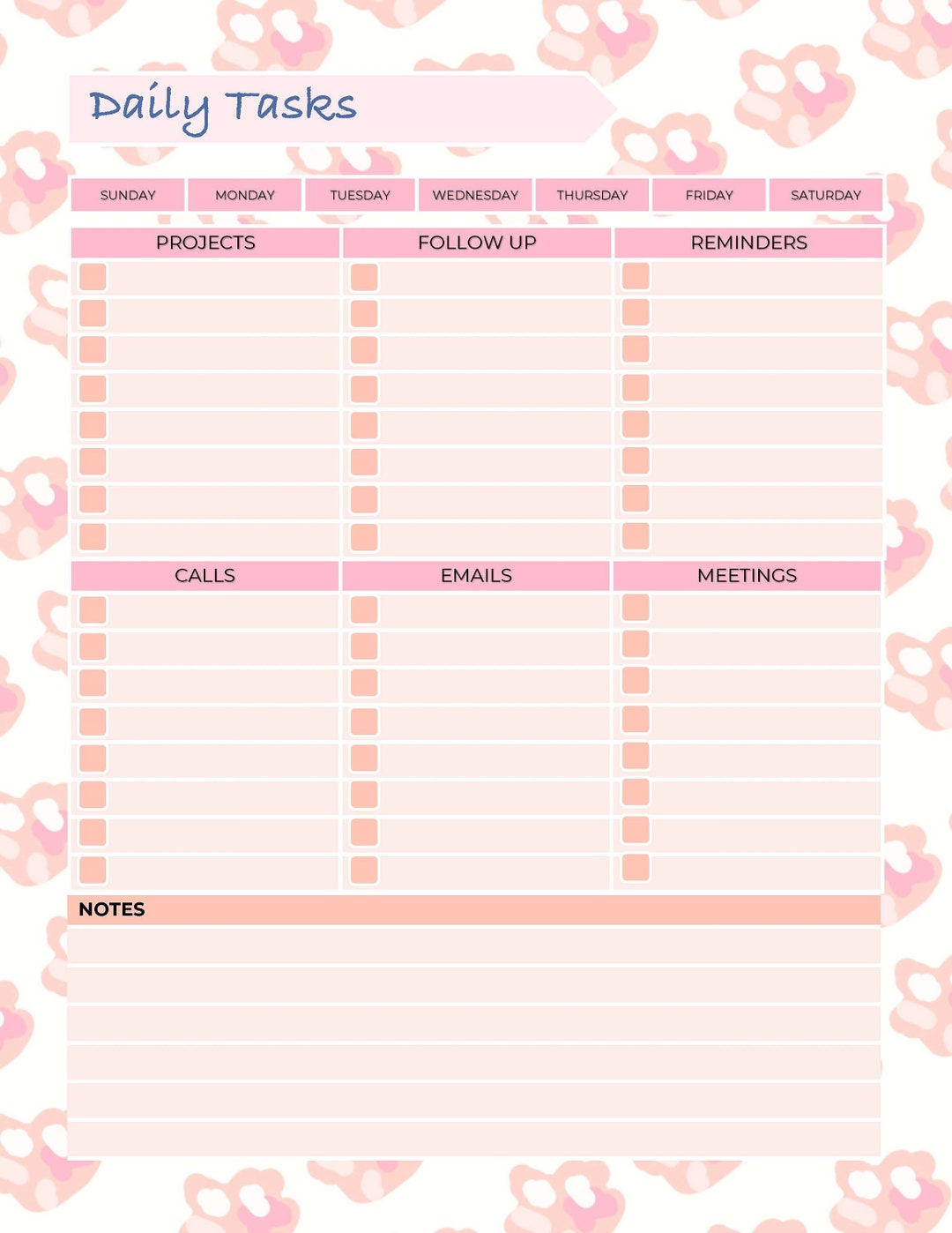 Printable Daily Planner Pages - Etsy