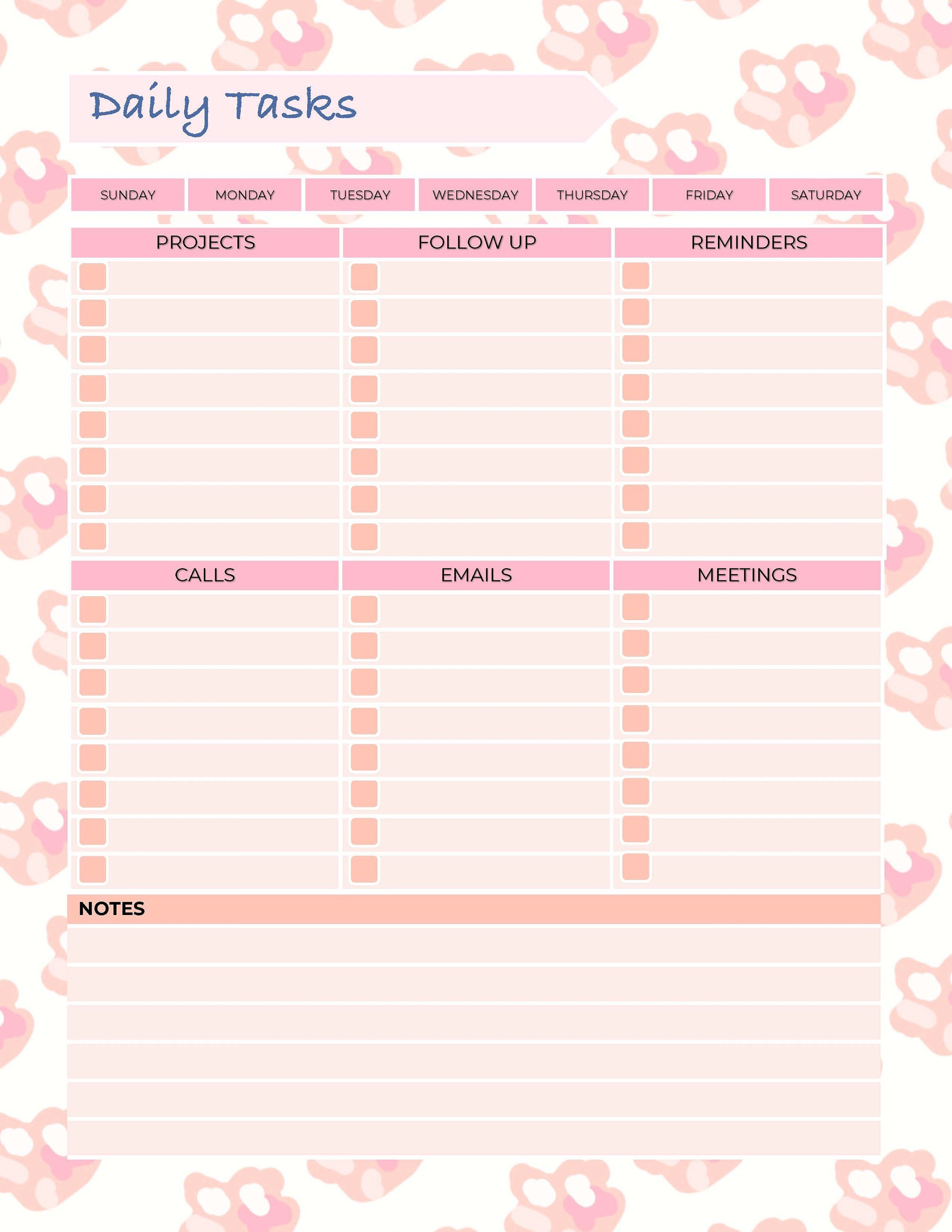 Printable Daily Planner Pages - Etsy