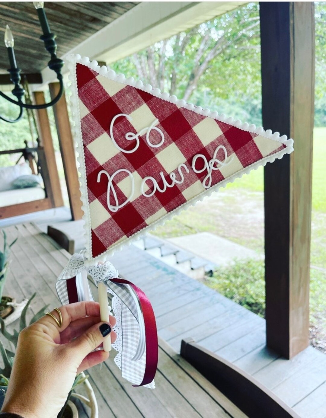 CUSTOM Pennant Flag Maroon Buffalo Check - Etsy