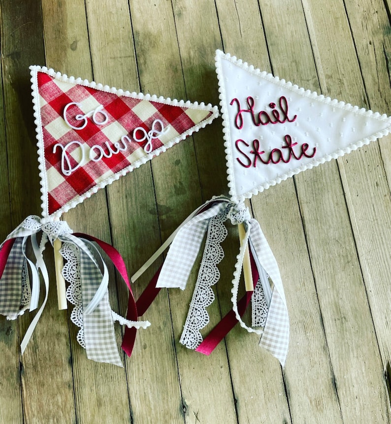 CUSTOM Pennant Flag Maroon Buffalo Check - Etsy