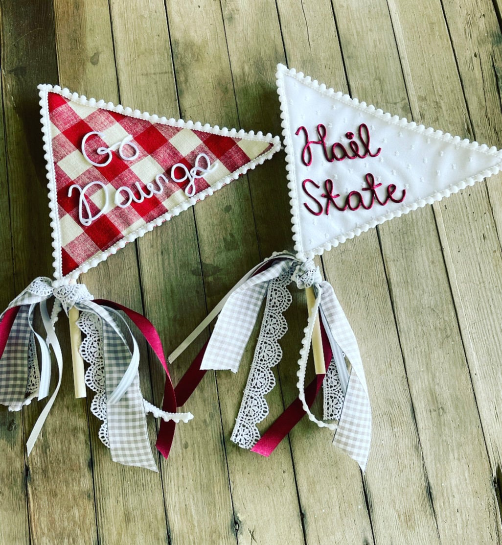 CUSTOM Pennant Flag Maroon Buffalo Check - Etsy