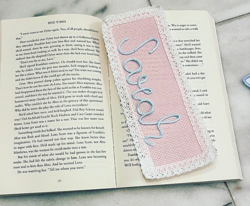 CUSTOM Lace Pastel Color Bookmark Hand Sewn Pink Blue or - Etsy