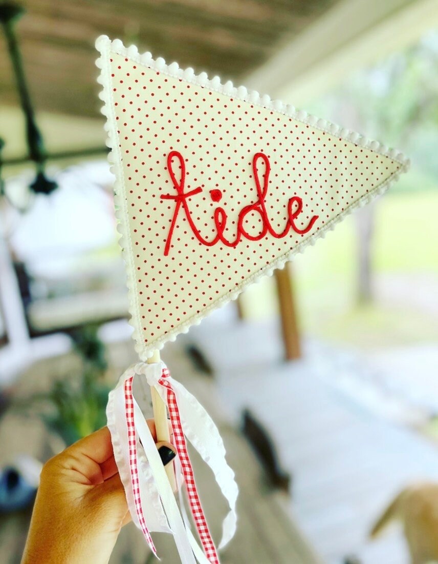 CUSTOM Pennant Flag Red Polka Dot - Etsy