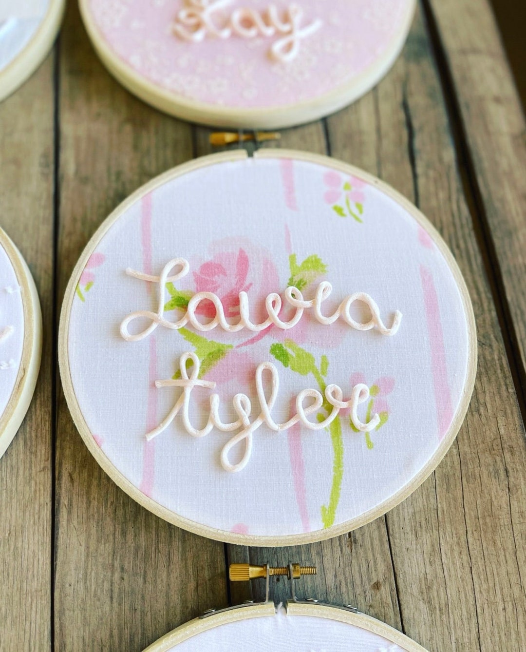 CUSTOM 6 Inch Nameplate Vintage Pink Floral - Etsy