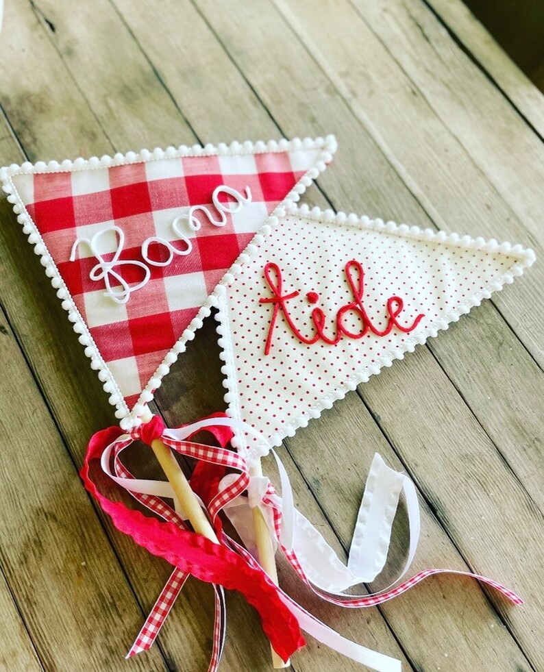 CUSTOM Pennant Flag Red Polka Dot - Etsy