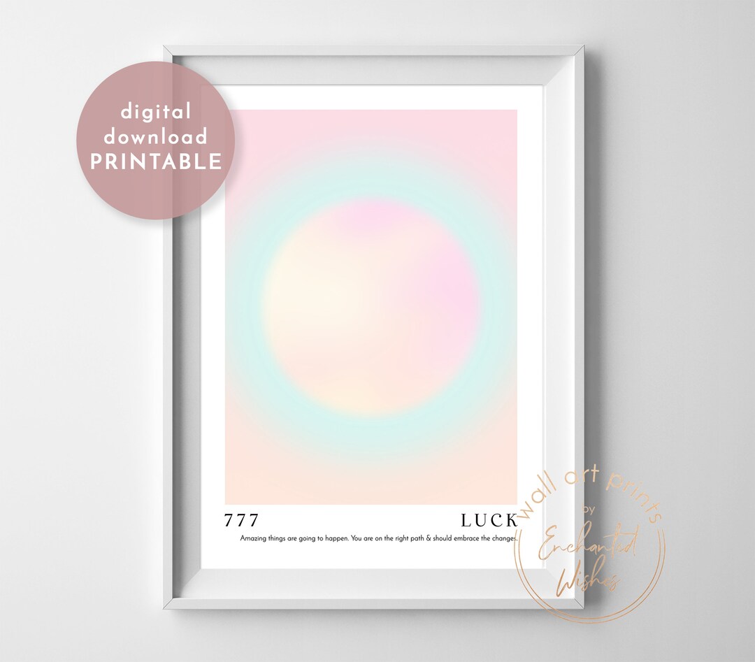 Angel Number 777 Print PRINTABLE, Angel Number Poster, Aura Gradients ...