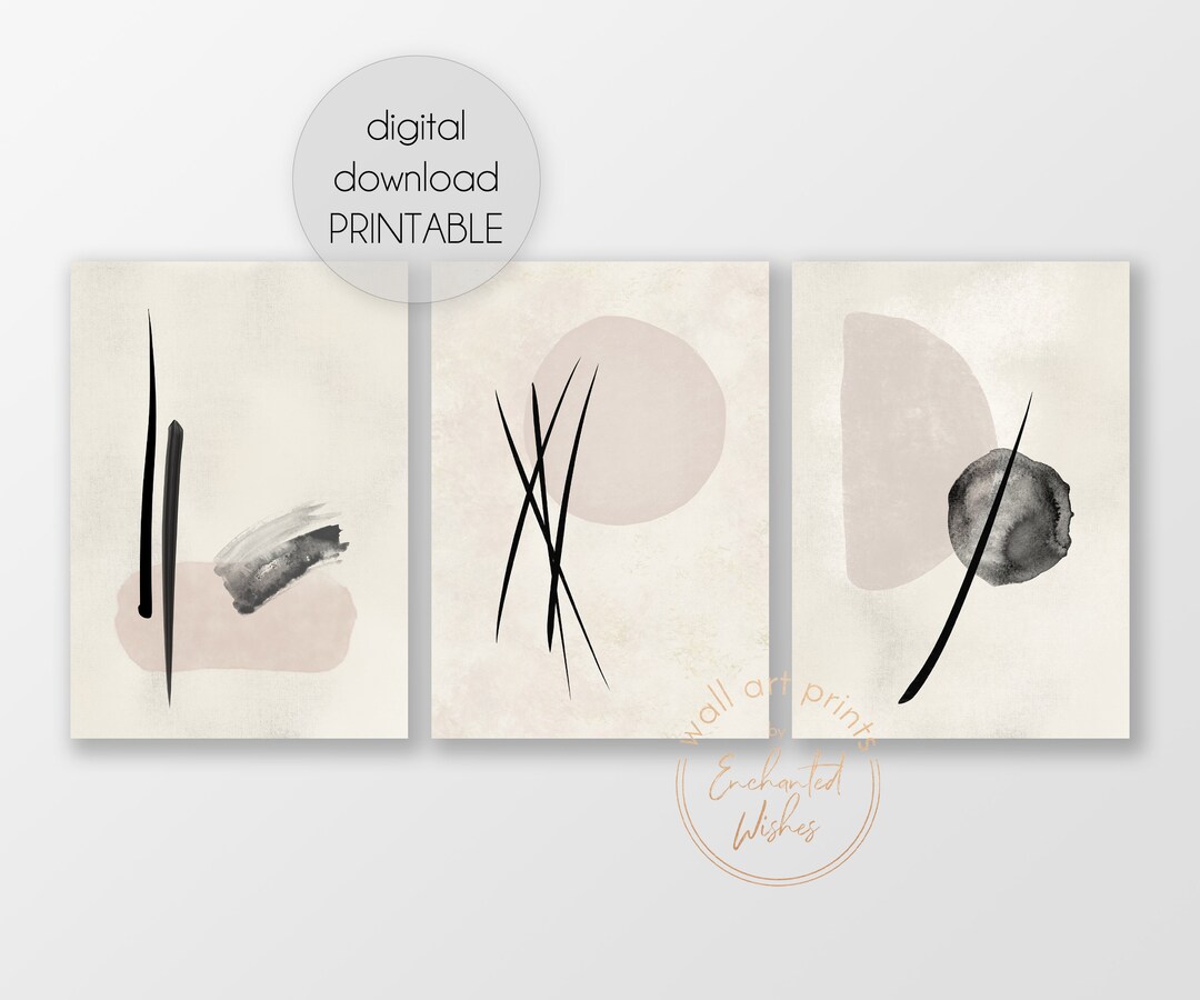 Japandi Prints Set of 3 PRINTABLES, Beige Print Set, Neutral Wall Art, Minimalist Abstract Wall ...