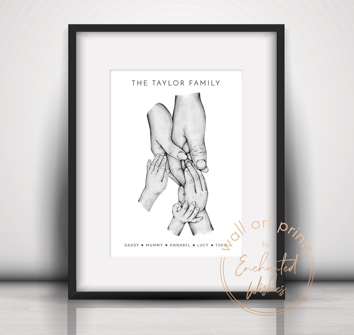 Family Holding Hands Print PRINTABLE Personalised Family - Etsy