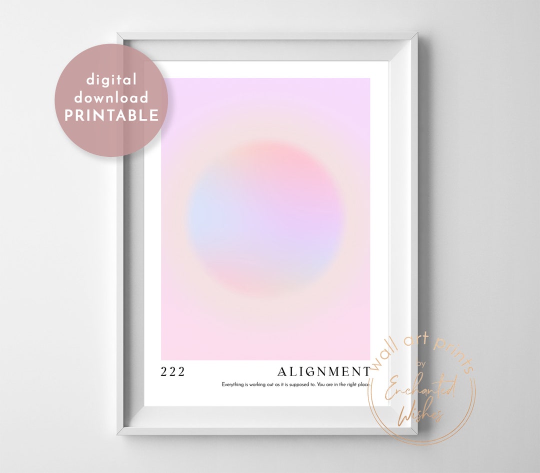 Angel Number 222 Print PRINTABLE, Angel Number Poster, Aura Gradients ...