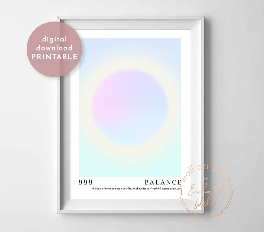 Angel Number 888 Print PRINTABLE, Angel Number Poster, Aura Gradients ...
