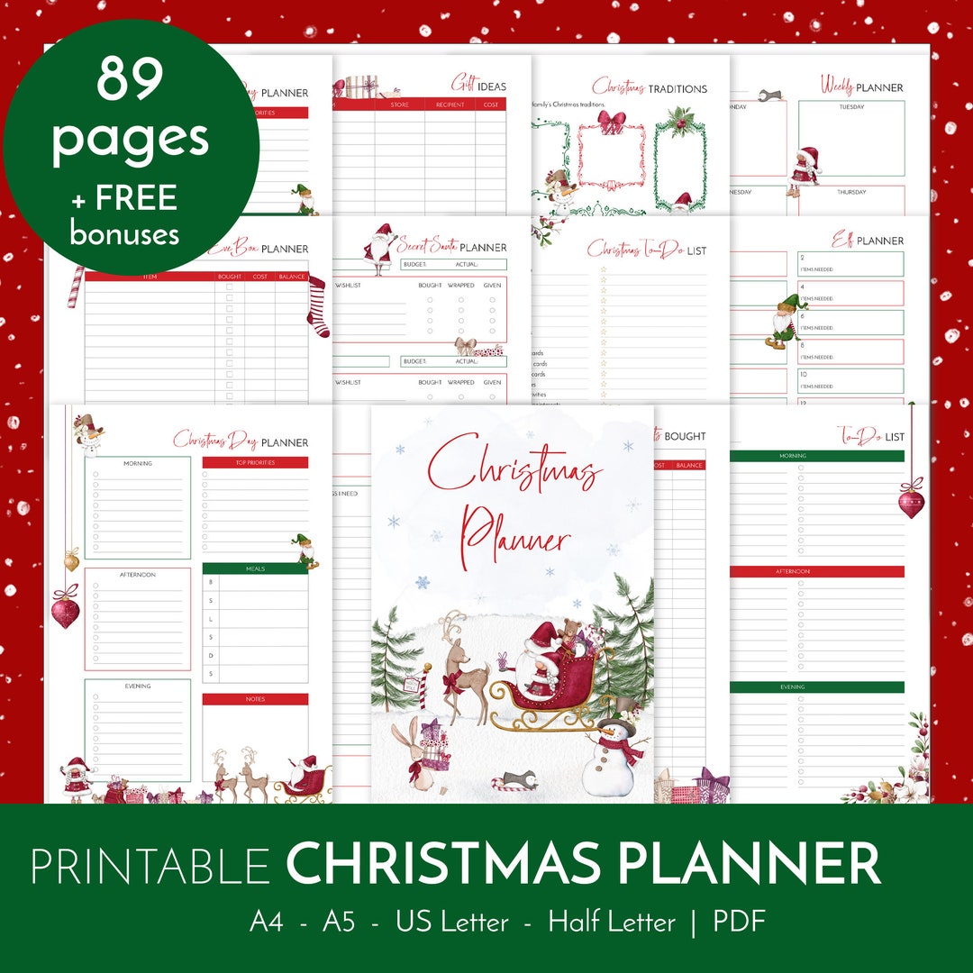 Christmas Planner PRINTABLE Set, Holiday Planner, Xmas Organizer ...