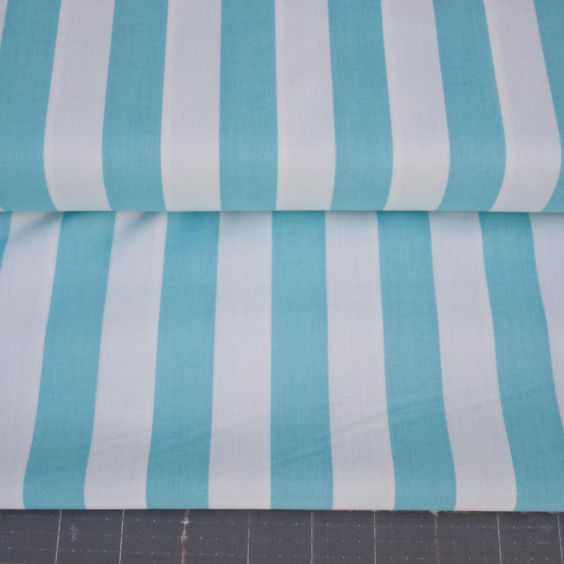 Aqua Striped Fabric - Etsy