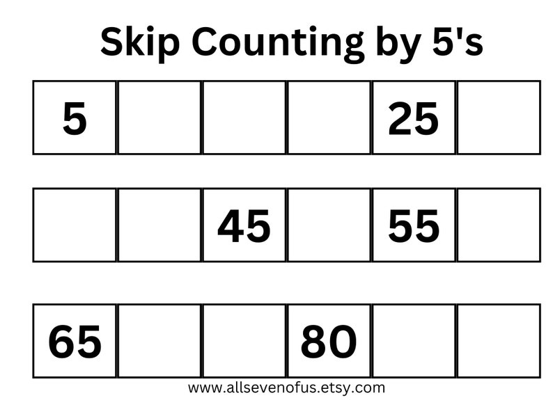 Skip Counting by 5's - Etsy