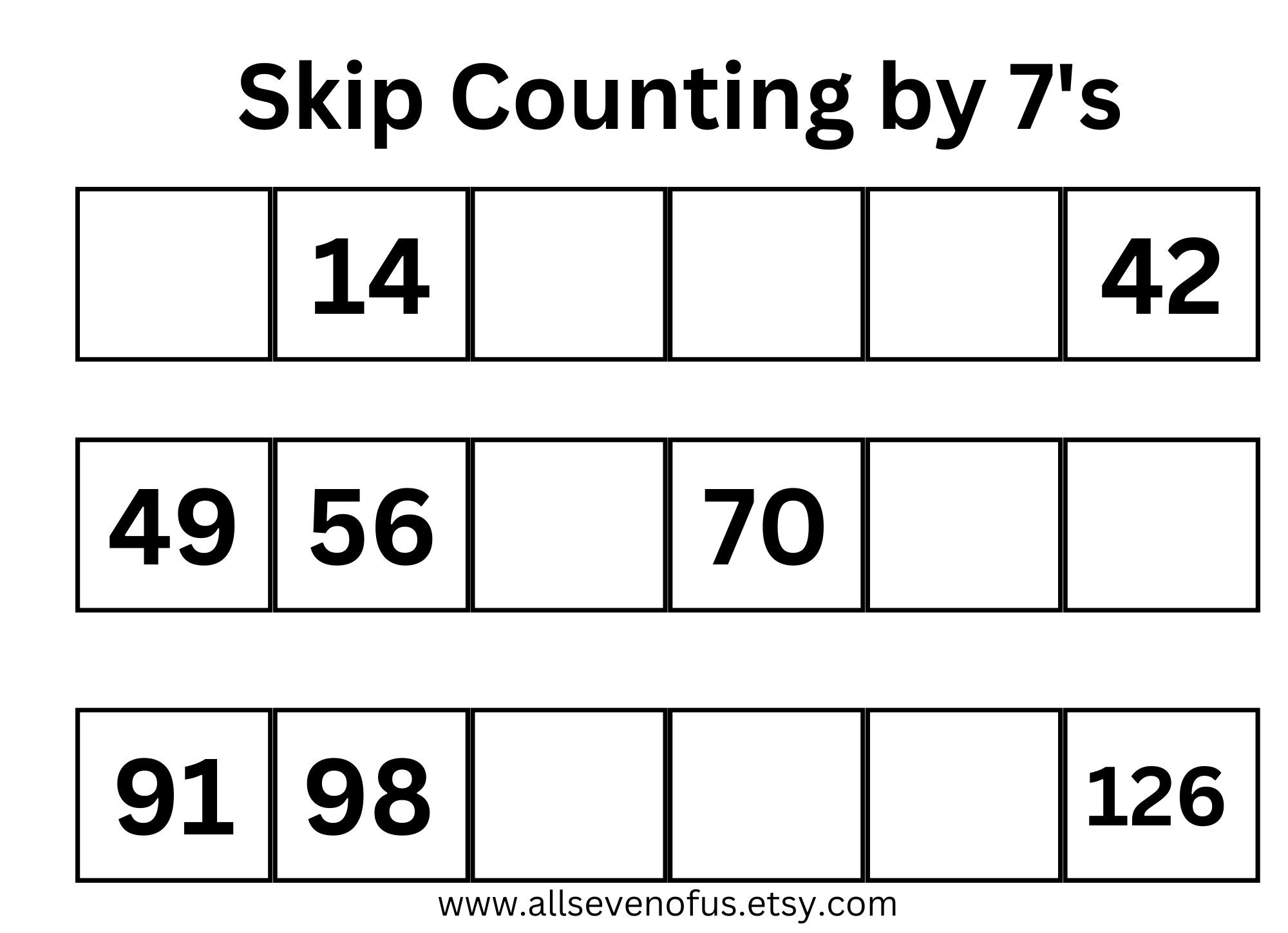Skip Counting by 7's - Etsy
