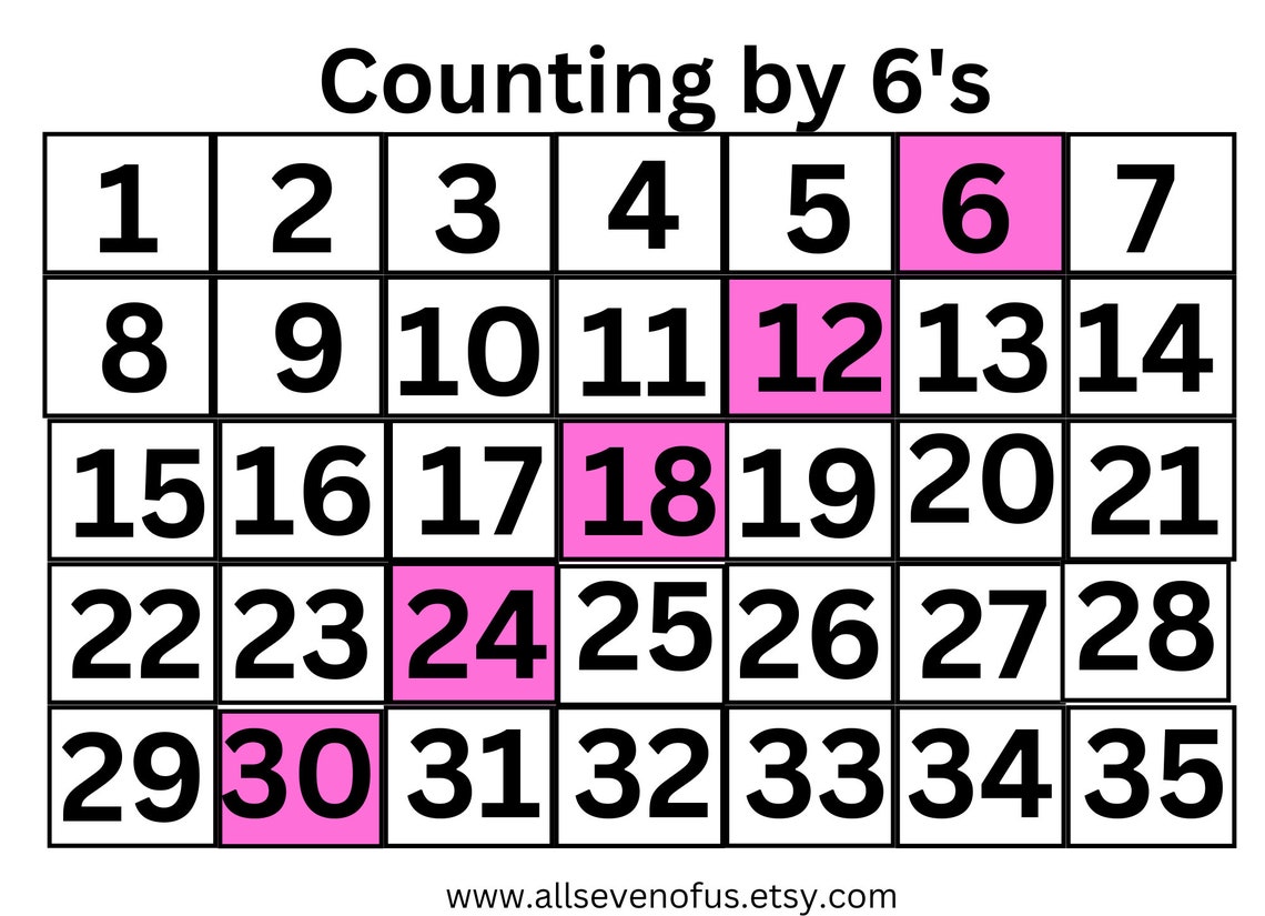Skip Counting by 6's - Etsy