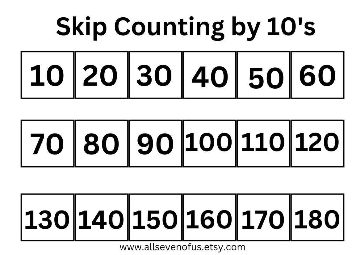 Skip Counting by 10's - Etsy