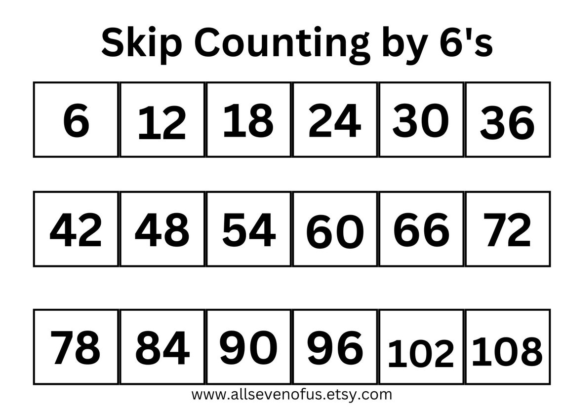 Skip Counting by 6's - Etsy