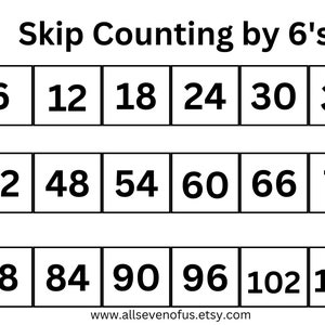 Skip Counting by 6's - Etsy