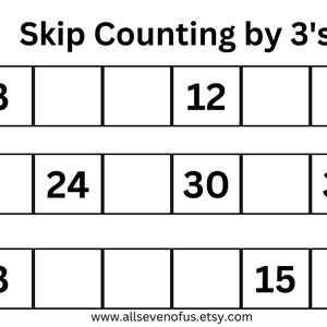 Skip Counting by 3's - Etsy
